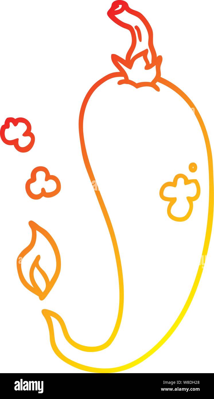 warm gradient line drawing of a cartoon chili pepper Stock Vector Image ...