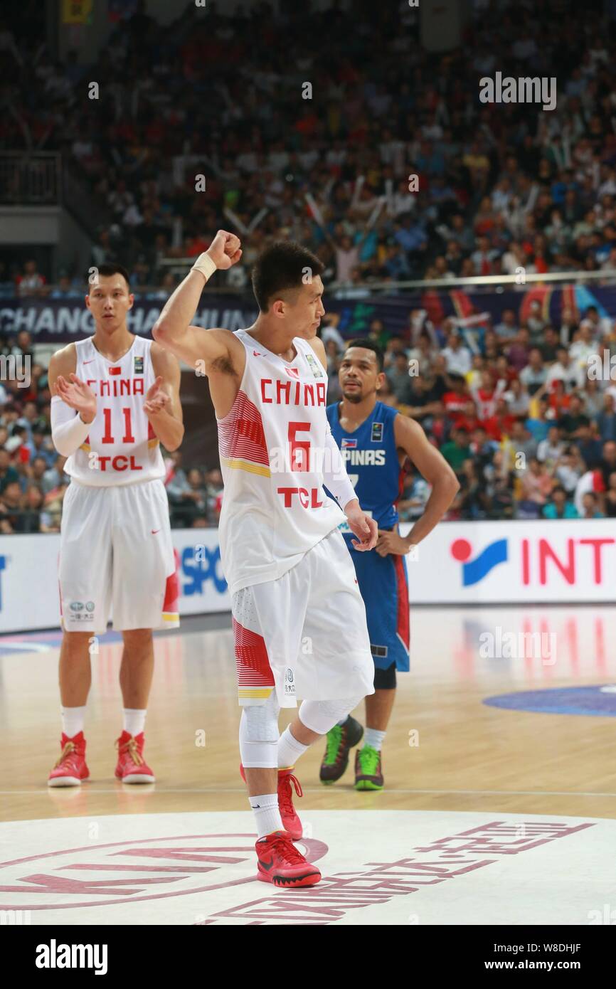 Guo Ailun of China, center, celebrates after defeating the Philippines ...