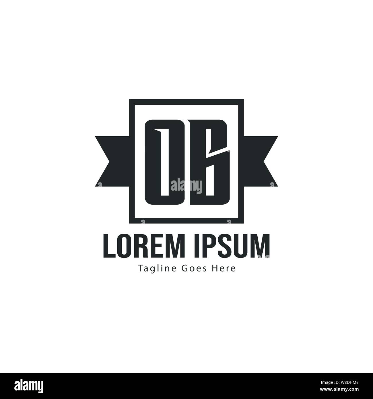 Initial OB logo template with modern frame. Minimalist OB letter logo ...