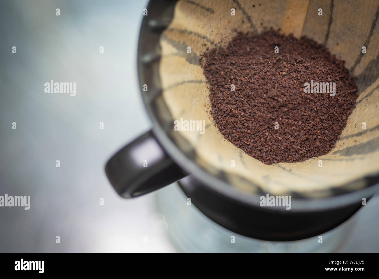 The first step The Pre-Brew (The Bloom) of the pour over drip coffee ...
