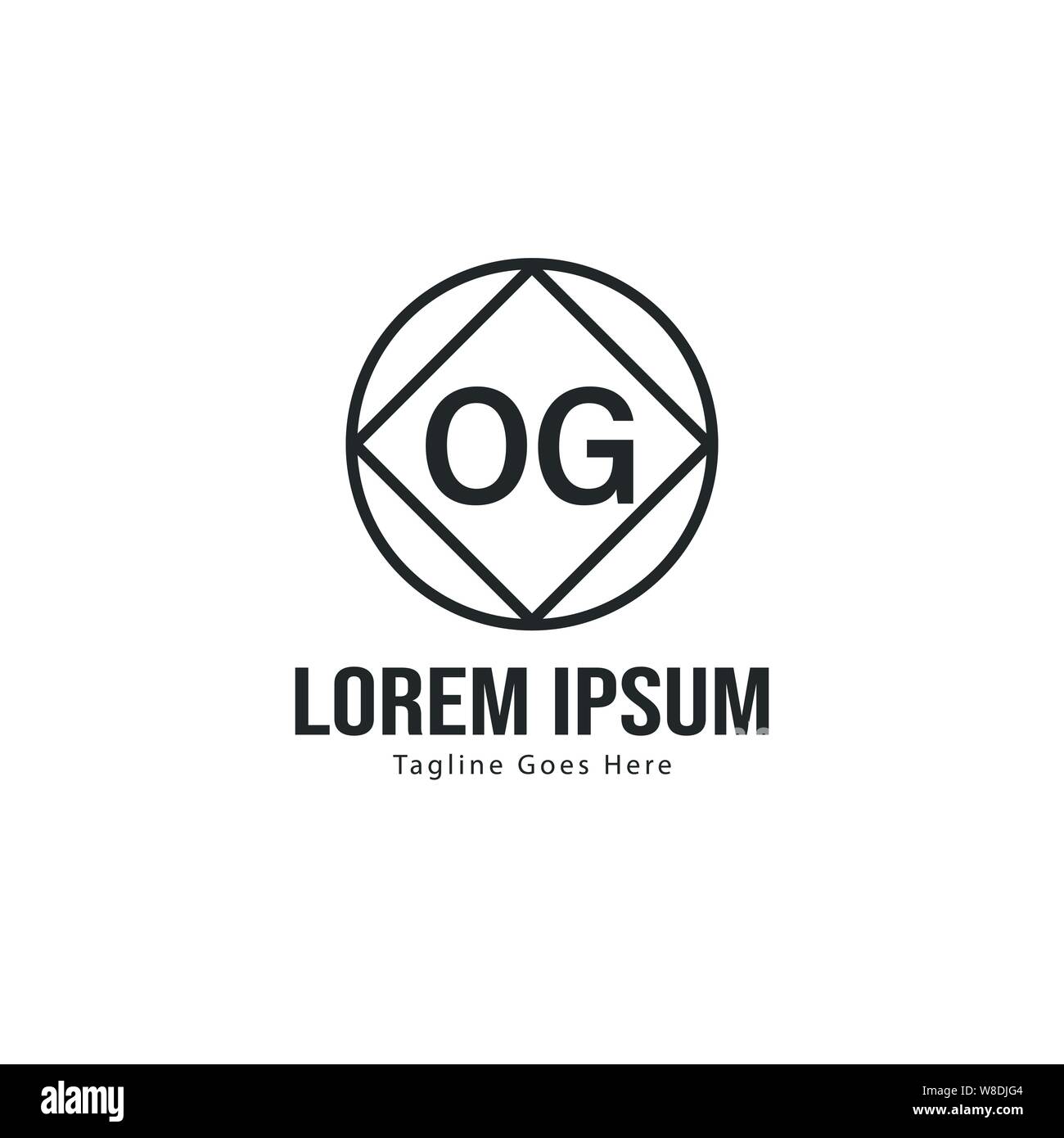 Initial OG logo template with modern frame. Minimalist OG letter logo ...
