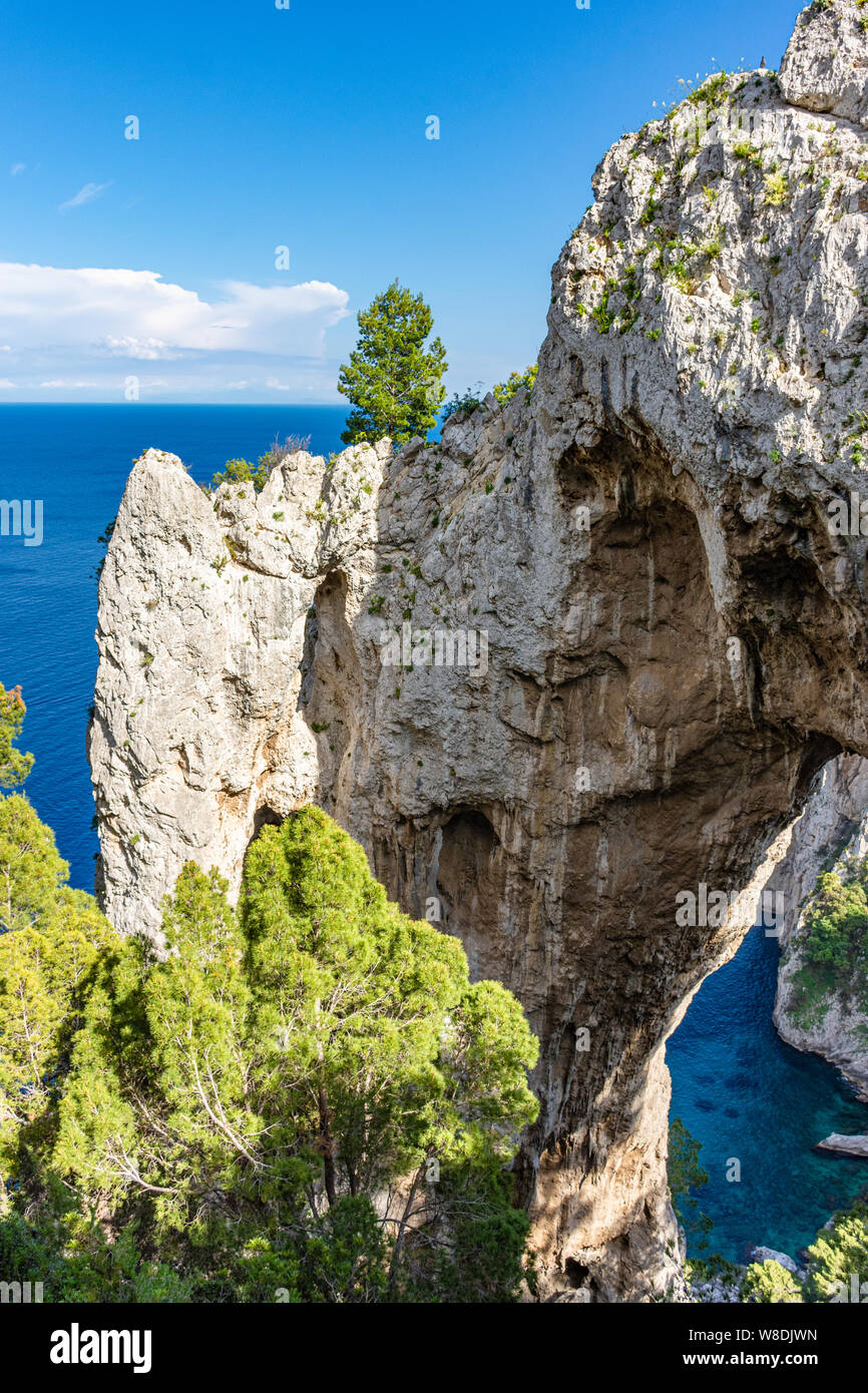 Italy, Capri, panorama and details of the natural arch Stock Photo - Alamy