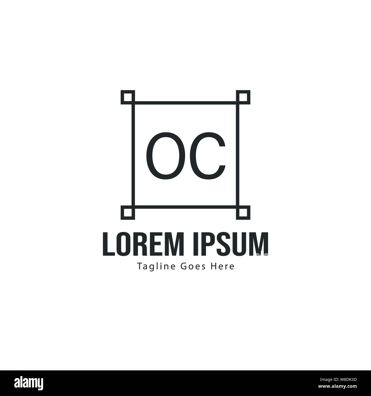 Initial OC logo template with modern frame. Minimalist OC letter logo ...