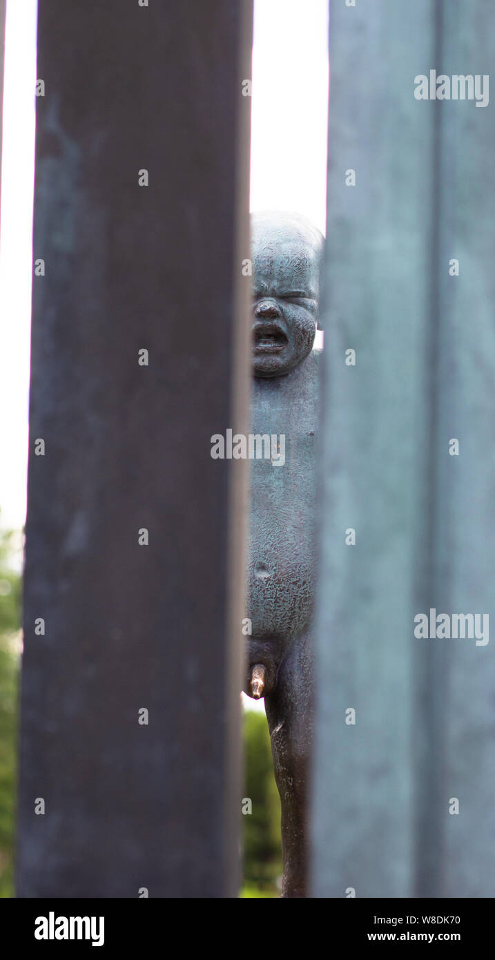 Oslo Norway - 22 june 2019: Sculpture of Angry Boy in the Vigeland Park ...