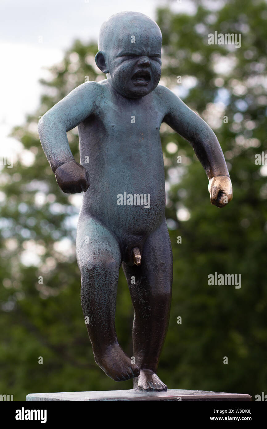 Oslo Norway - 22 june 2019: Sculpture of Angry Boy in the Vigeland Park ...