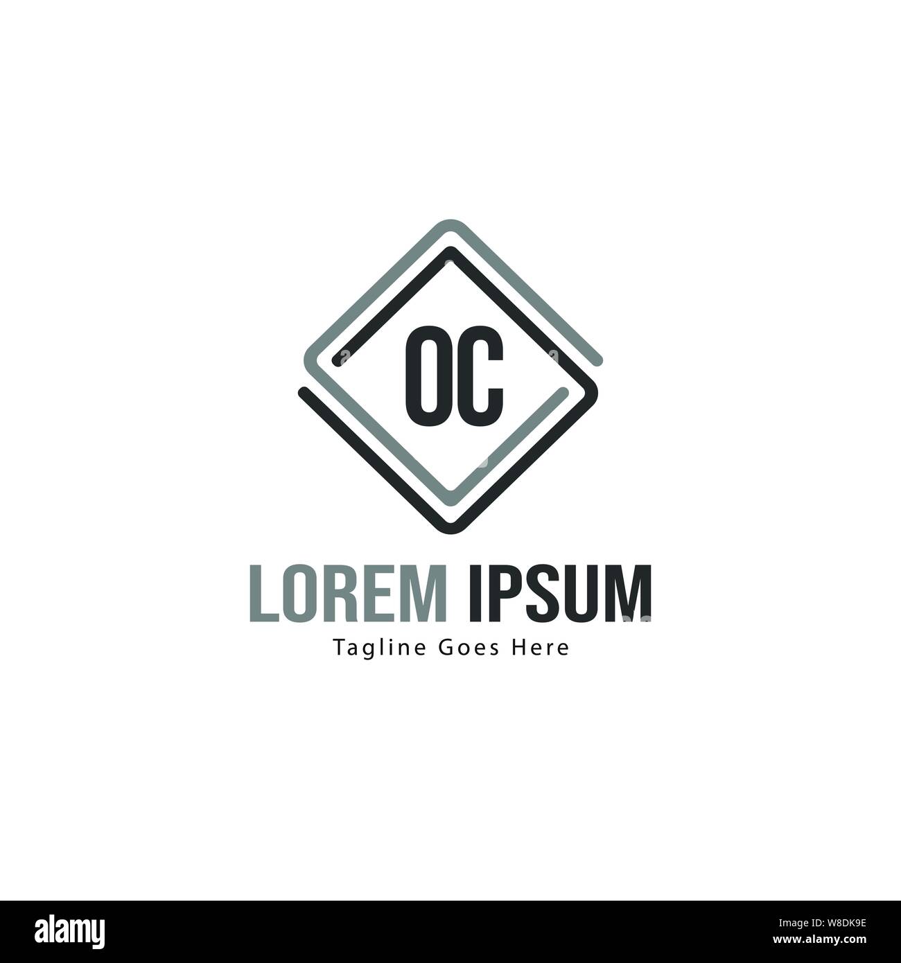 Initial OC logo template with modern frame. Minimalist OC letter logo ...