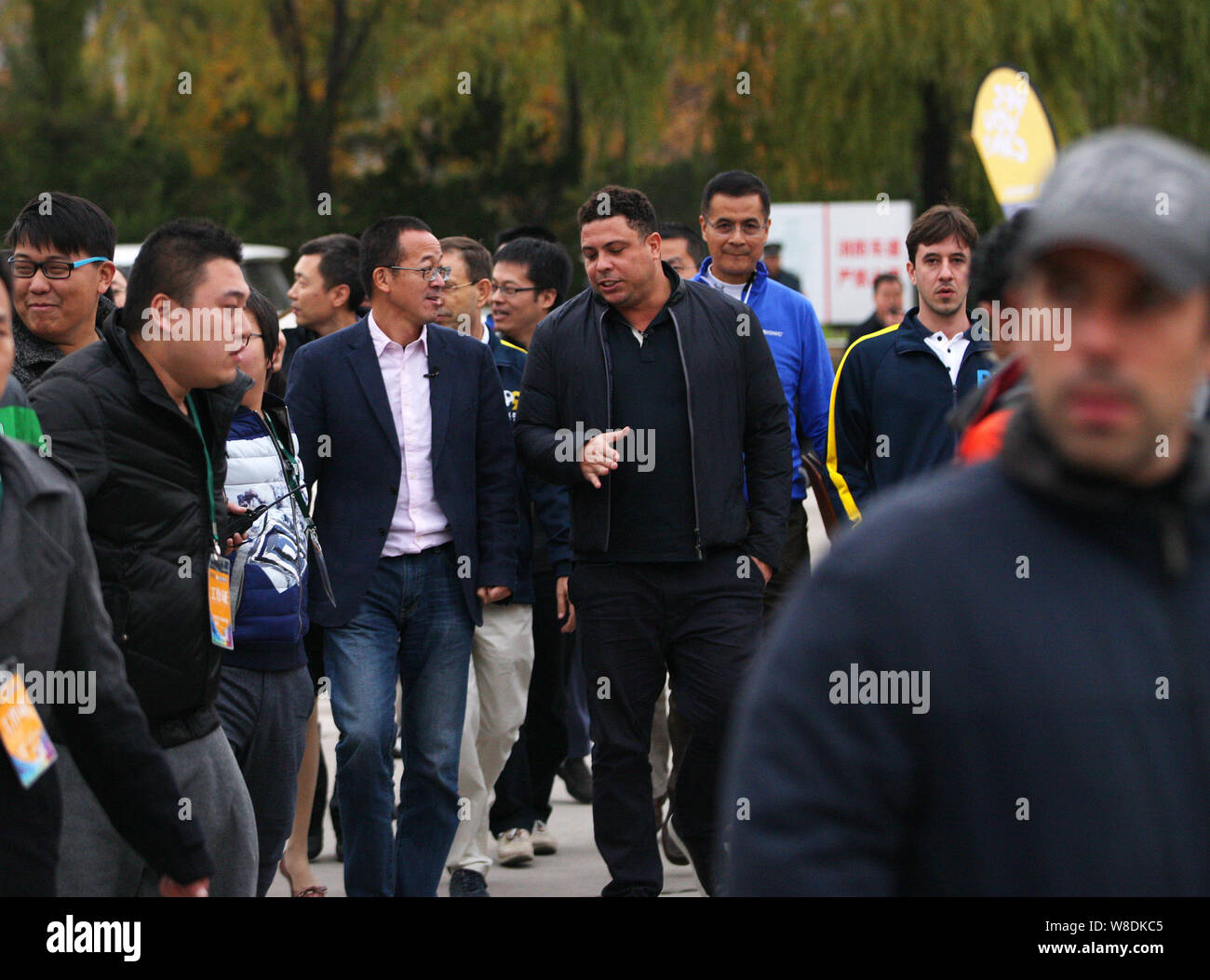 Brazilian football star Ronaldo Luis Nazario de Lima, center, talks ...