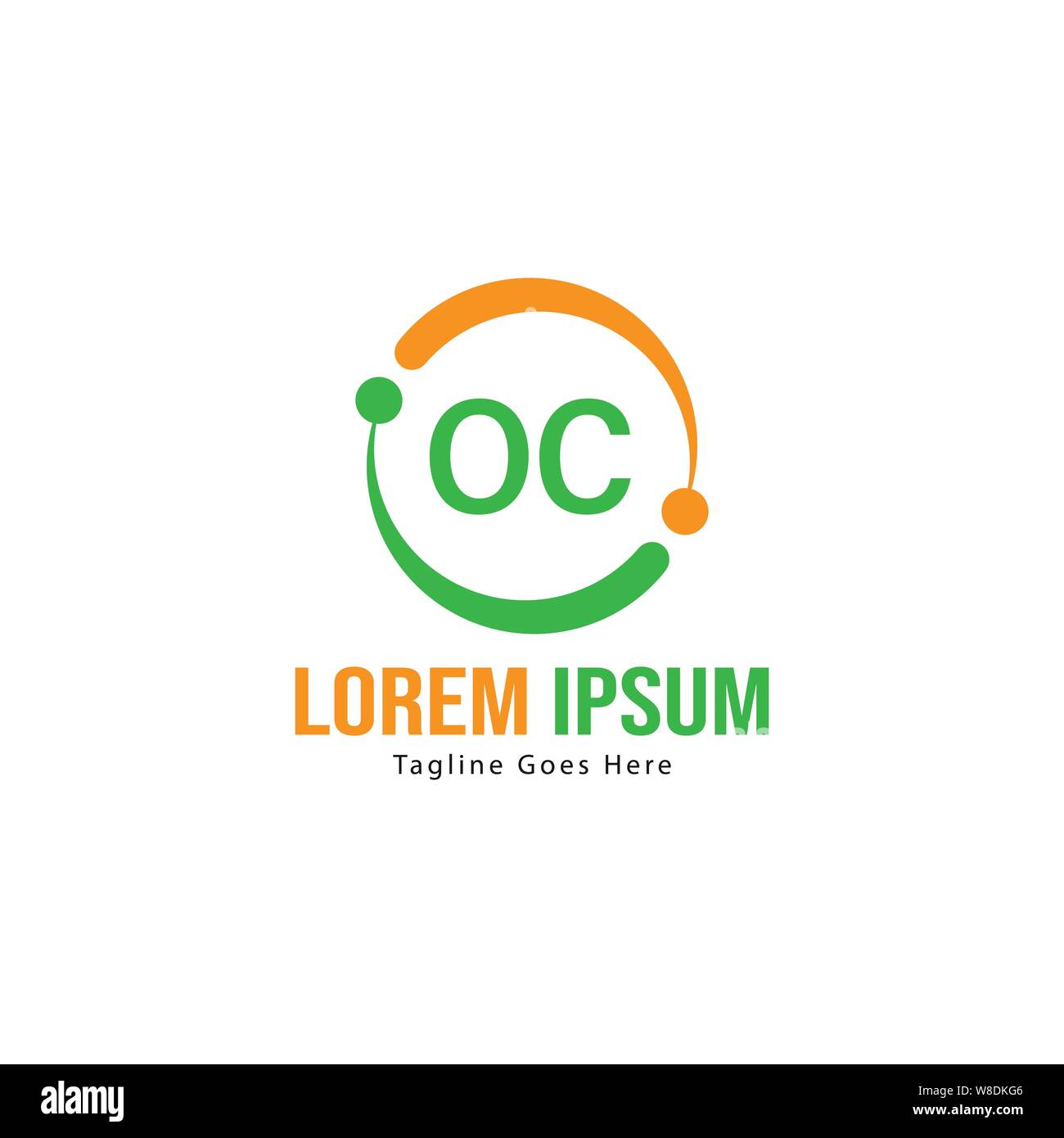 Initial OC logo template with modern frame. Minimalist OC letter logo ...