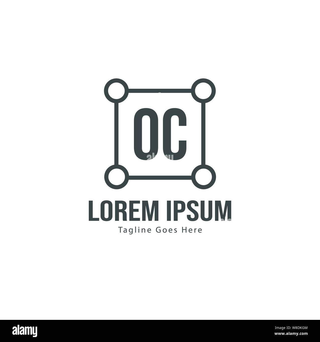 Initial OC logo template with modern frame. Minimalist OC letter logo ...