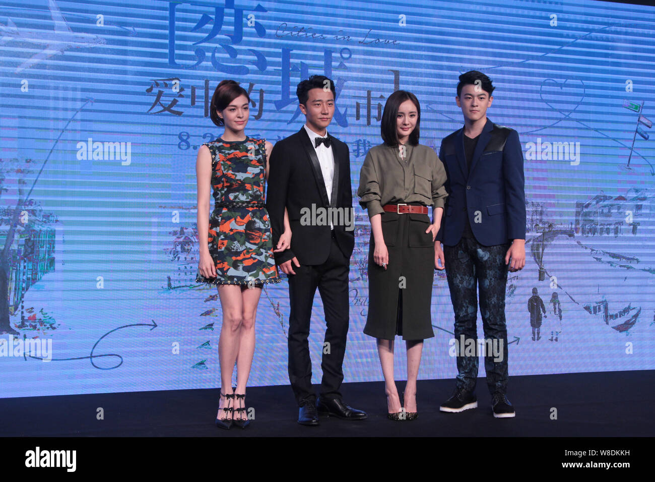 (From left) Taiwanese actress Sandrine Pinna, Chinese actor Huang Xuan ...