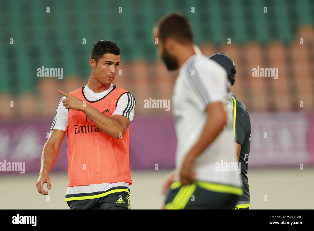 Cristiano Ronaldo of Real Madrid, left, and teammates take part in a ...