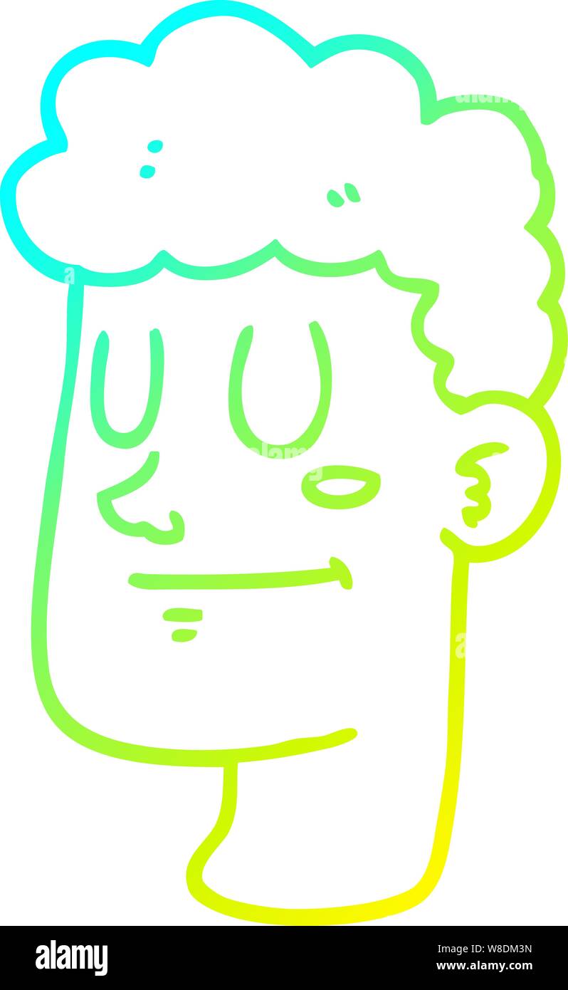cold gradient line drawing of a cartoon male face Stock Vector Image ...