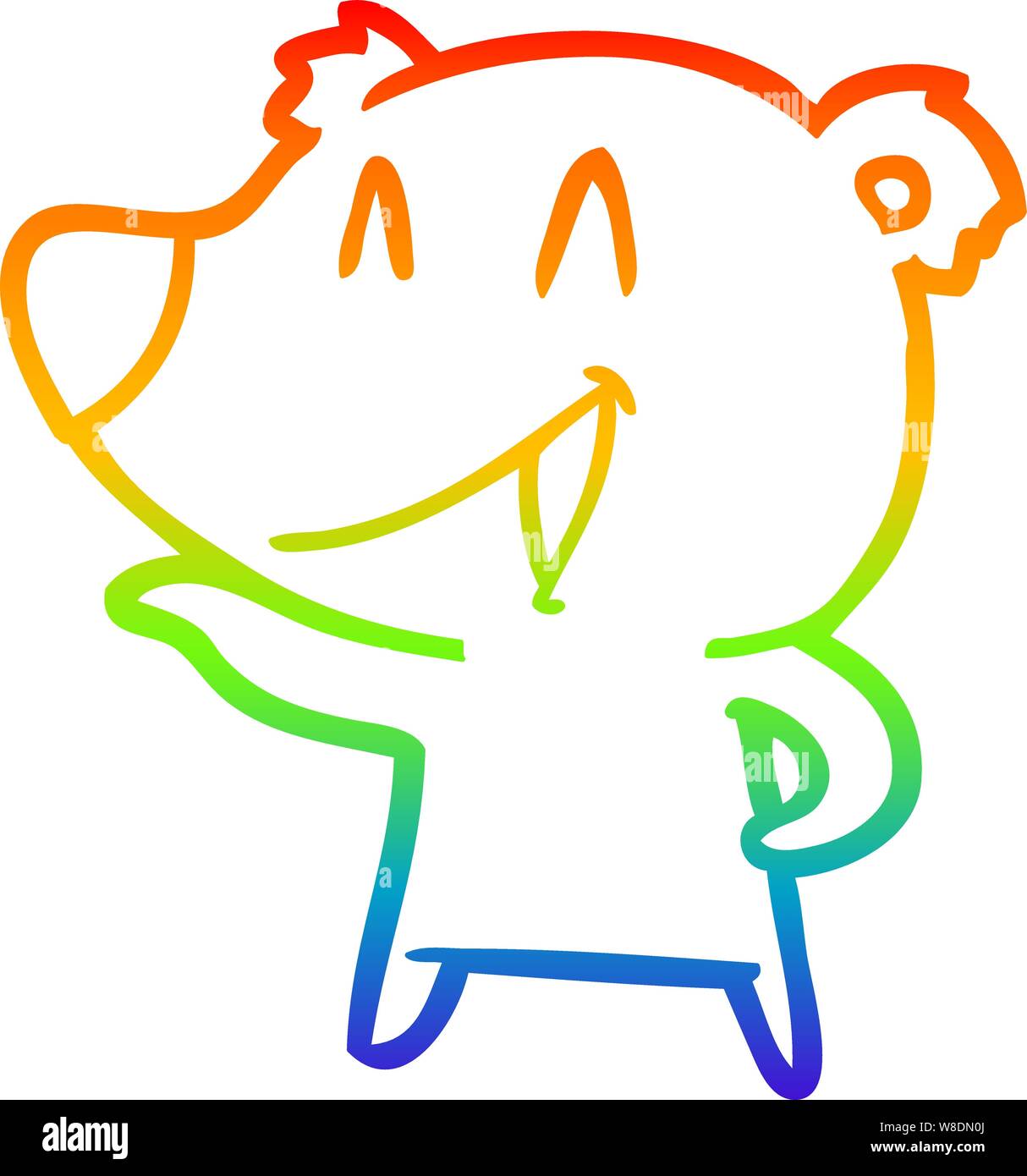 rainbow gradient line drawing of a laughing bear cartoon Stock Vector ...