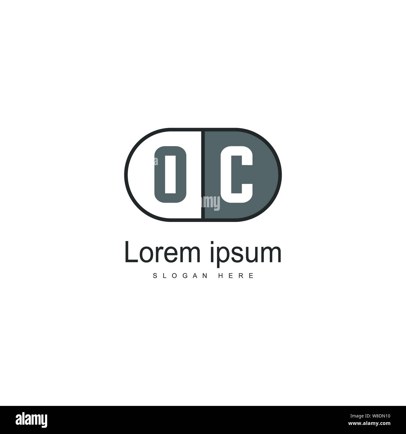 Initial OC logo template with modern frame. Minimalist OC letter logo ...