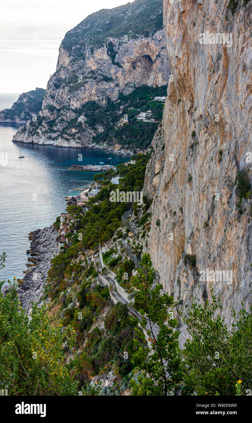 Italy, Capri, view of the old Krupp road going to Marina Piccola Stock ...