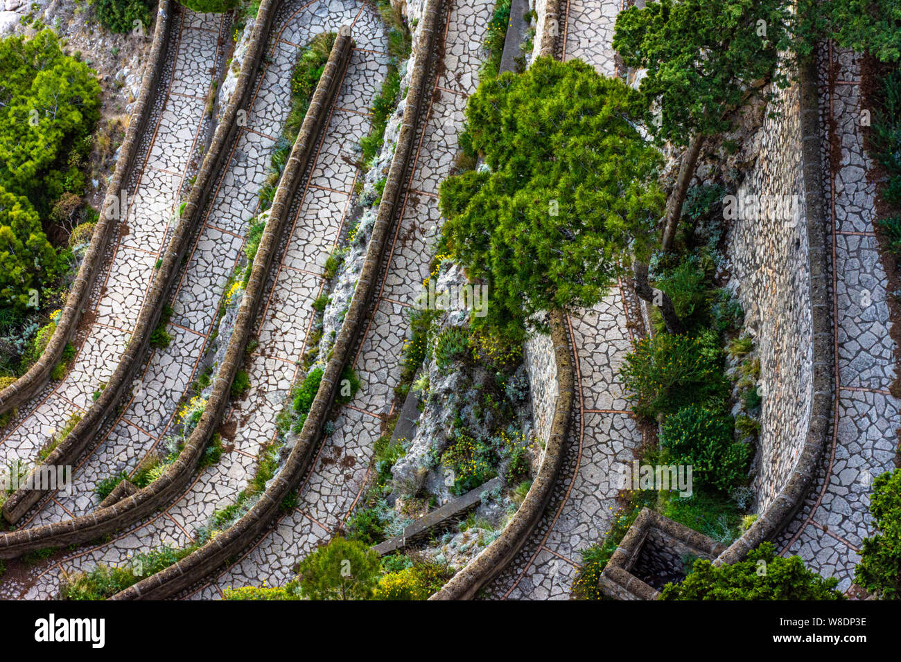 Italy, Capri, view of the old Krupp road going to Marina Piccola Stock ...