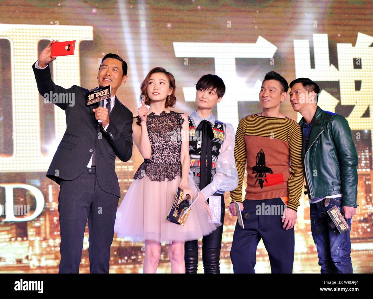 (From left) Hong Kong actor Chow Yun-fat, Chinese actress and hostess ...