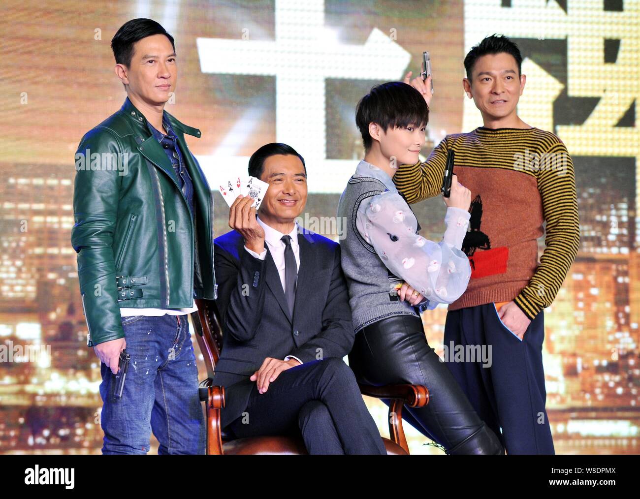 (From left) Hong Kong actors Nick Cheung and Chow Yun-fat, Chinese ...