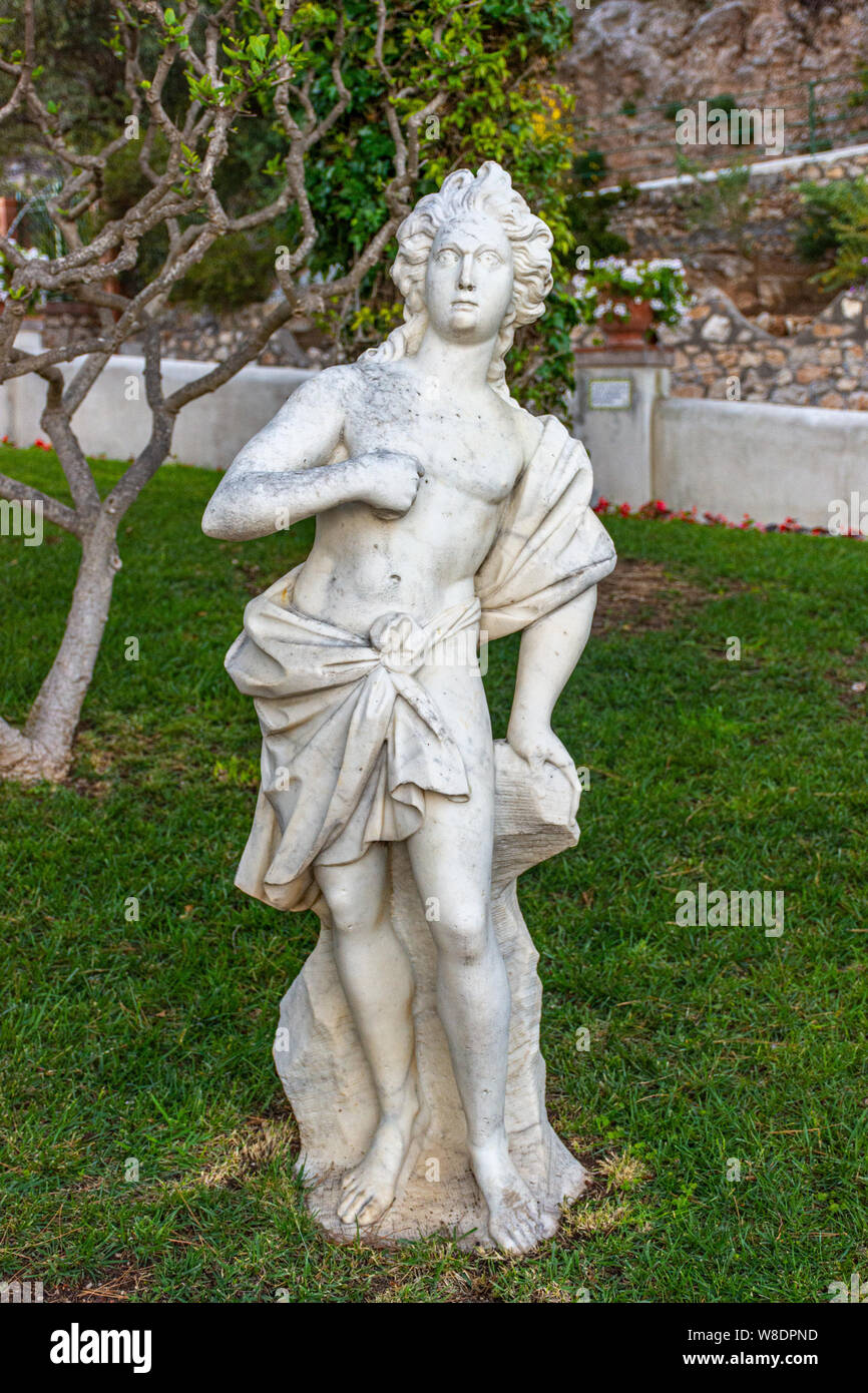 Italy, Capri, statue in the gardens of Augustus Stock Photo - Alamy