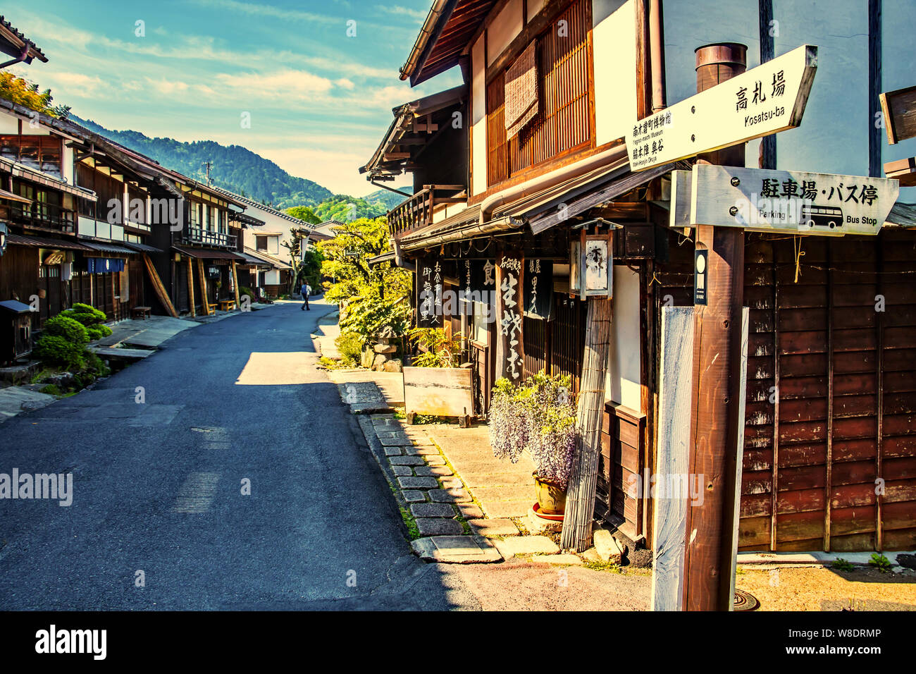 The main street of Tsumago, a post town in the Kiso Valley on the ...