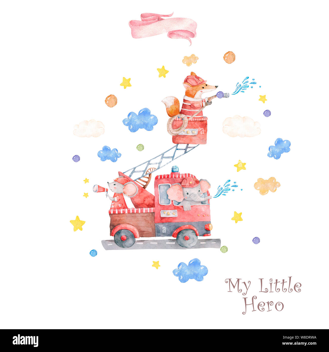 cat the fire rescue funny cartoon, illustration Stock Photo - Alamy