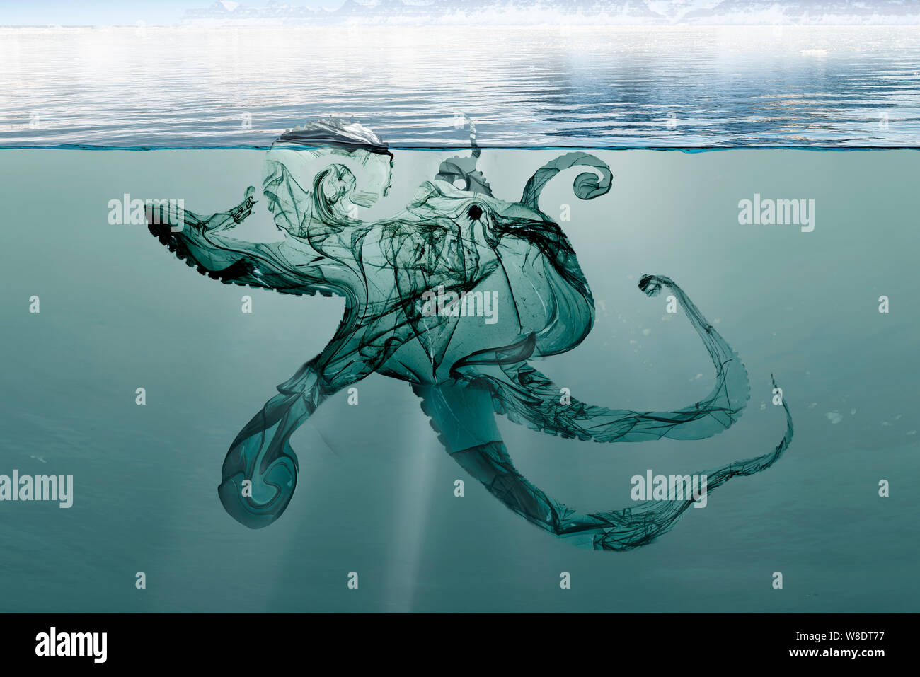 Plastic octopus, pollution that floats in the ocean Stock Photo - Alamy