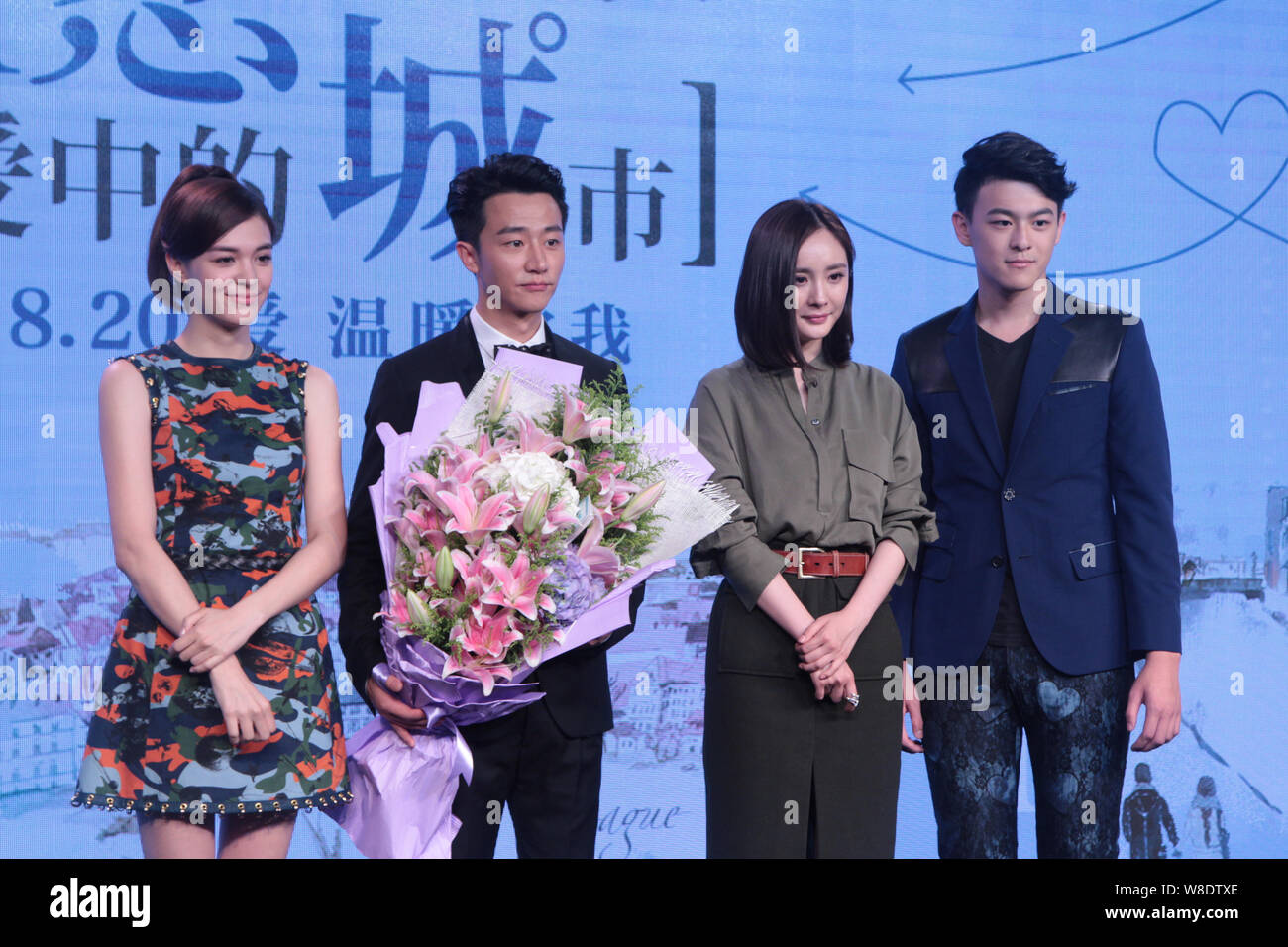 (From left) Taiwanese actress Sandrine Pinna, Chinese actor Huang Xuan ...