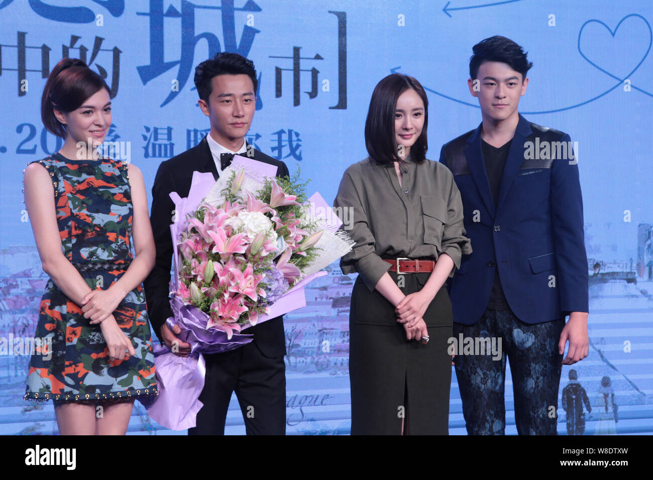 (From left) Taiwanese actress Sandrine Pinna, Chinese actor Huang Xuan ...