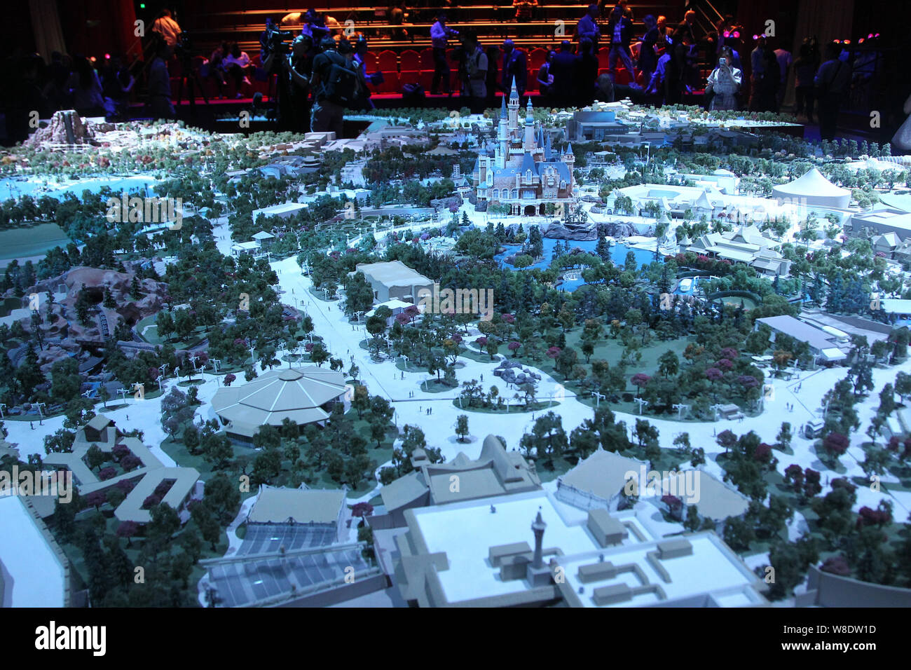 A scale model of the Shanghai Disney Resort is on display during its ...