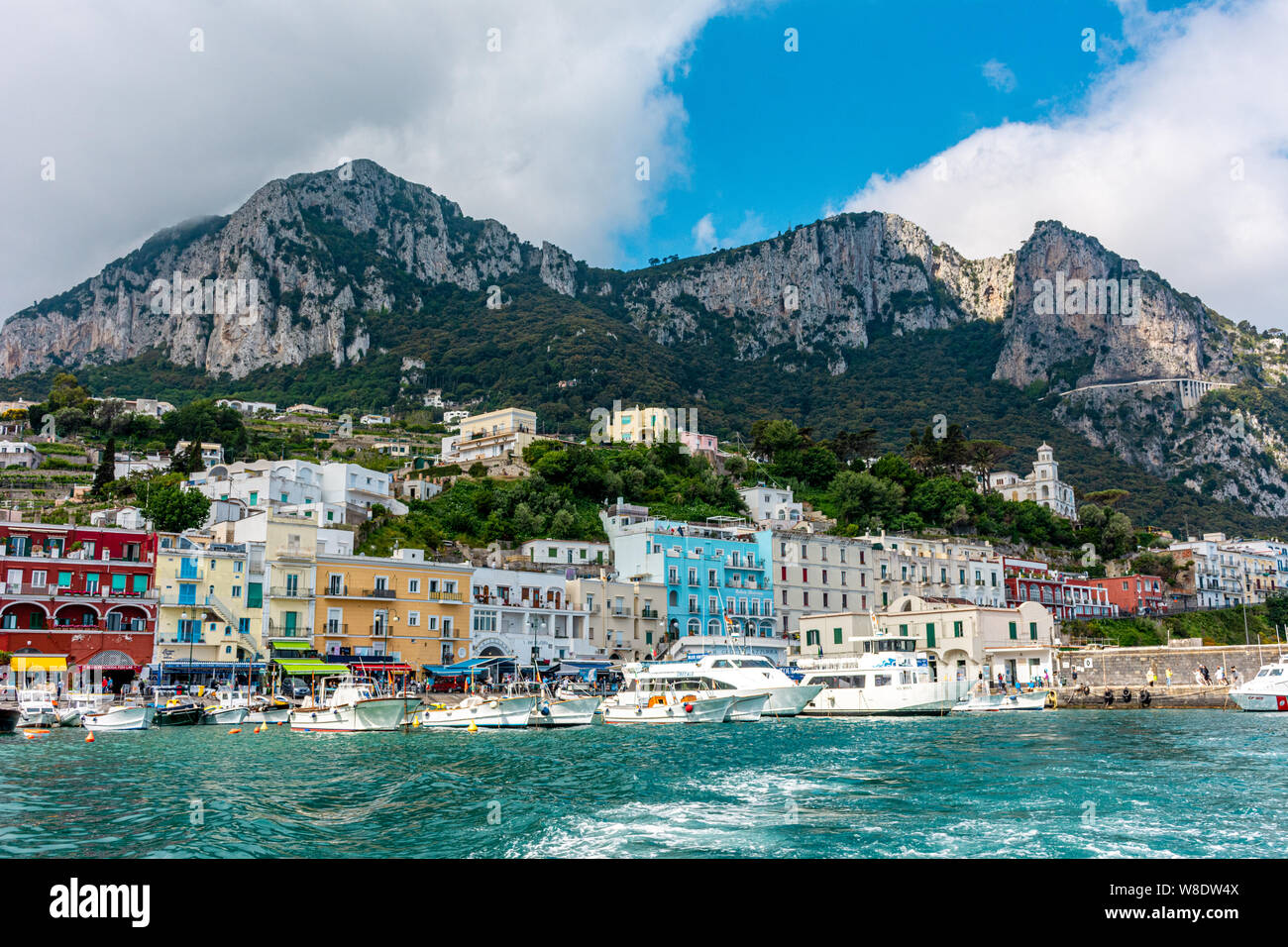 Italy, Capri, panoramic views from the boat during the tour of the ...