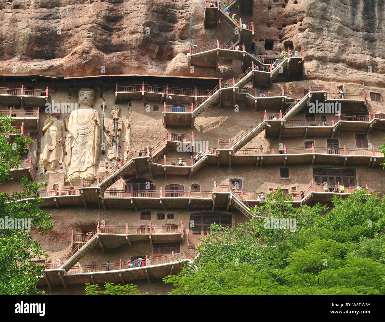 View of the Maijishan Grottoes in Tianshui city, northwest China's ...