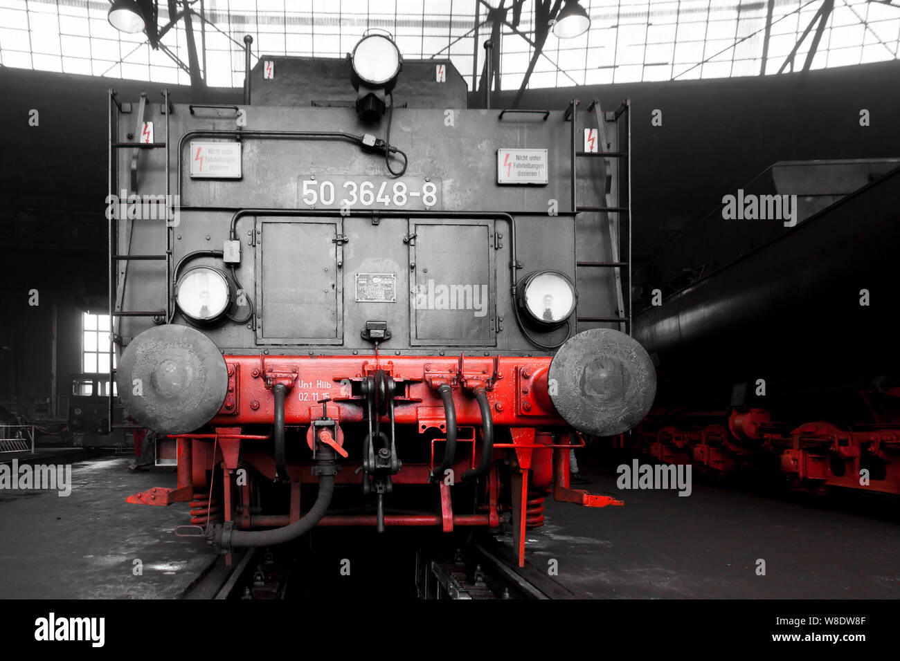 Old steam locomotives in a roundhouse in Germany Stock Photo - Alamy
