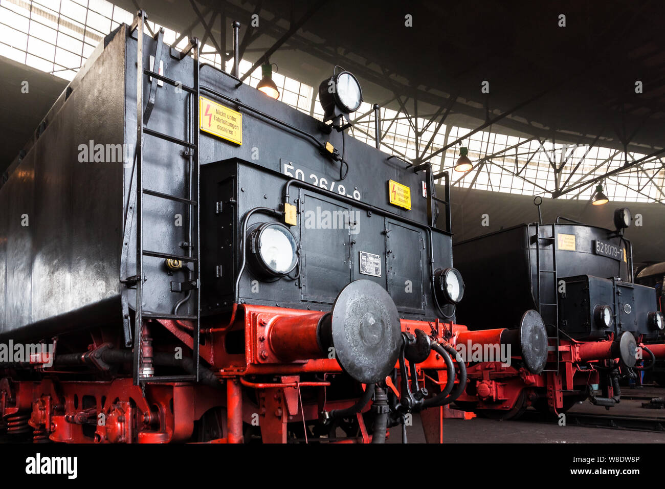 Old steam locomotives in a roundhouse in Germany Stock Photo - Alamy