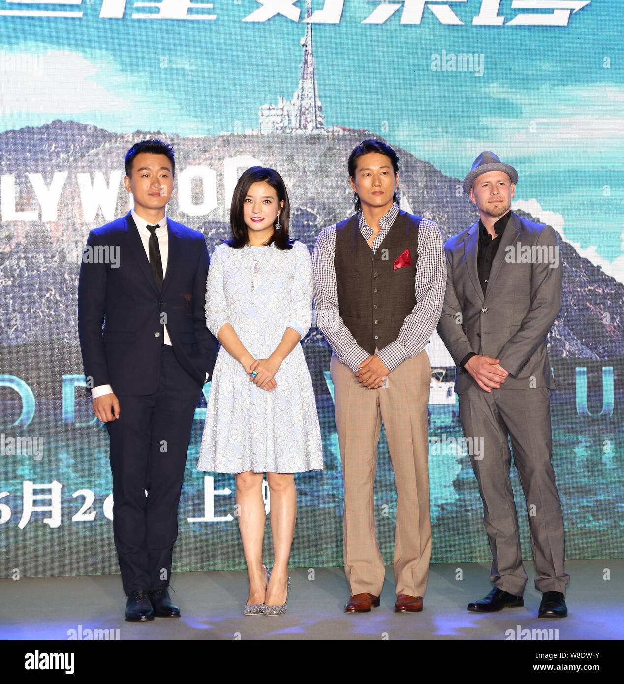 (From left) Chinese actor Dong Dawei, Chinese actress Zhao Wei, South Korean-American actor Sung ...