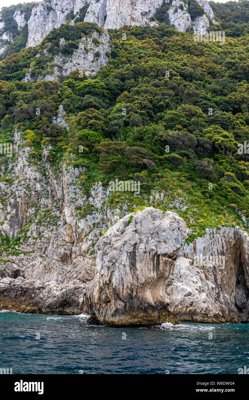 Italy, Capri, panoramic views from the boat during the tour of the ...