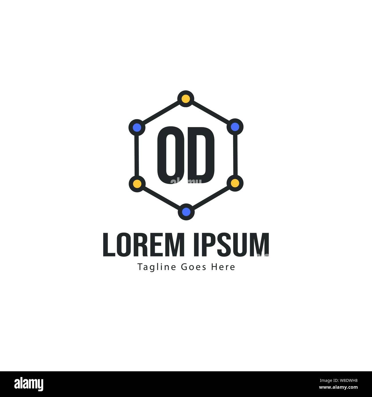 Initial OD logo template with modern frame. Minimalist OD letter logo ...
