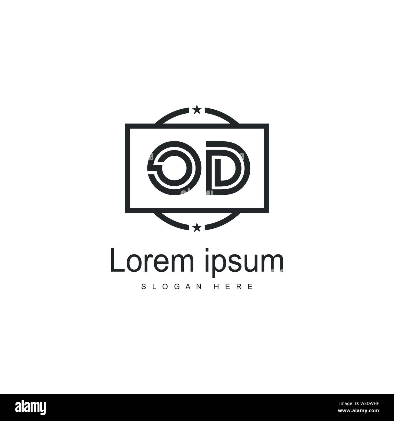 Initial OD logo template with modern frame. Minimalist OD letter logo ...