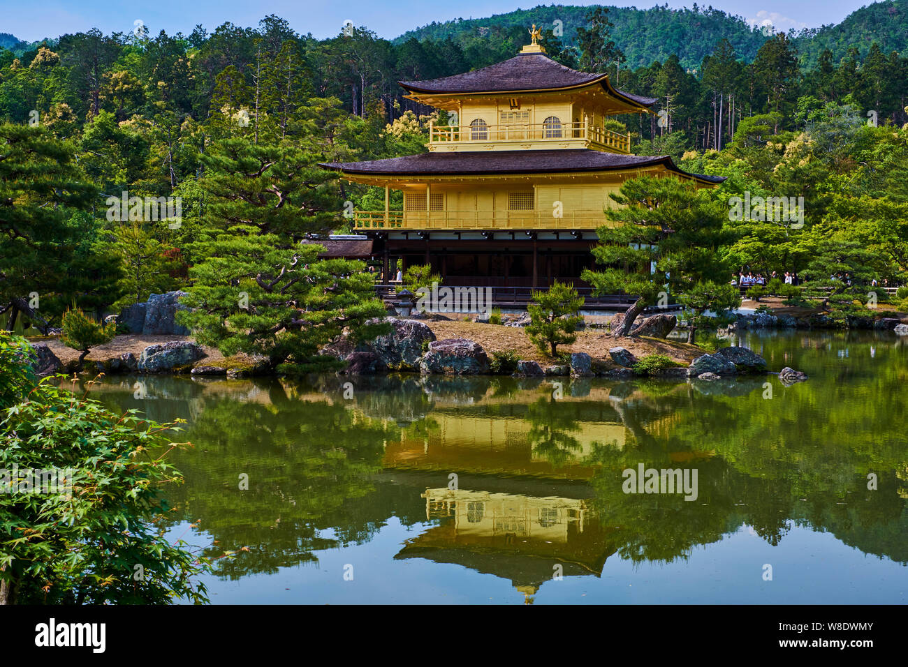 Japan, Honshu island, Kansai region, Kyoto, Kinkaku-ji temple or golden ...
