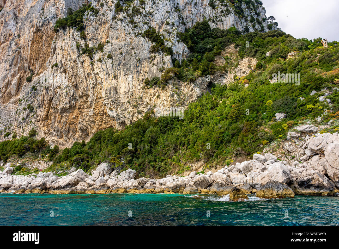 Italy, Capri, panoramic views from the boat during the tour of the ...