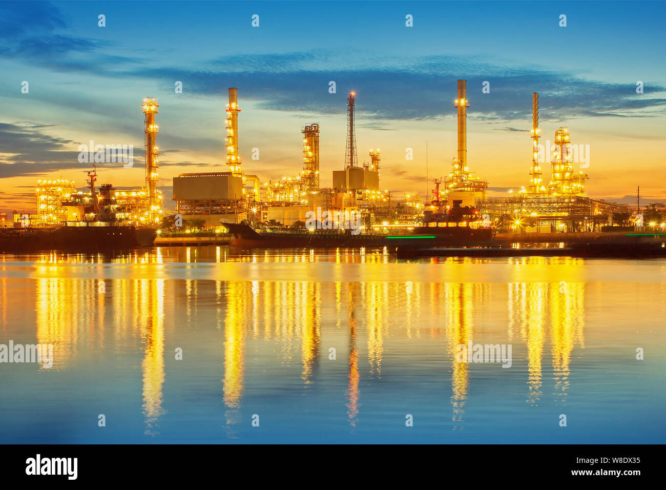 Oil refinery plant of petroleum or petrochemical industry production ...