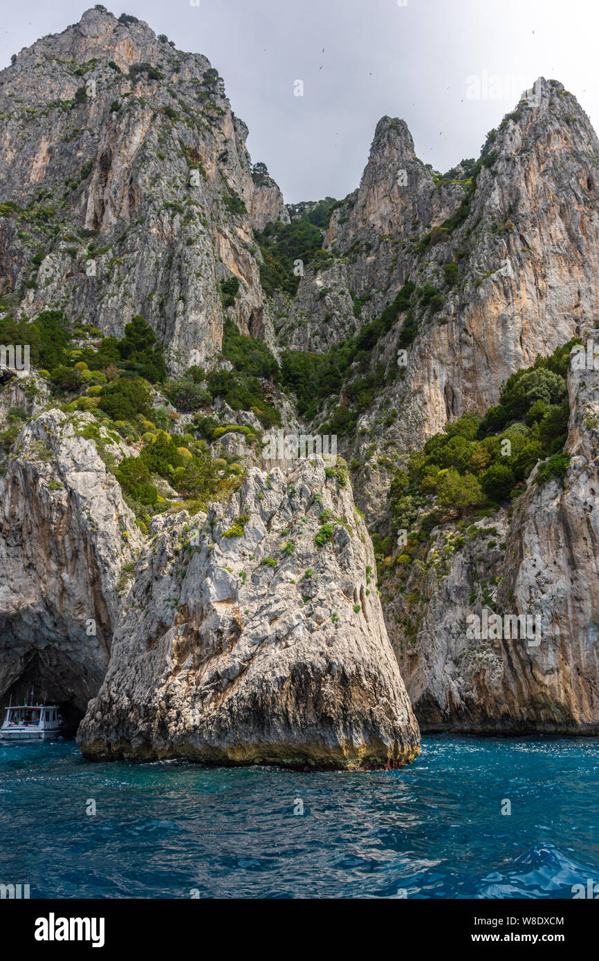 Italy, Capri, panoramic views from the boat during the tour of the ...