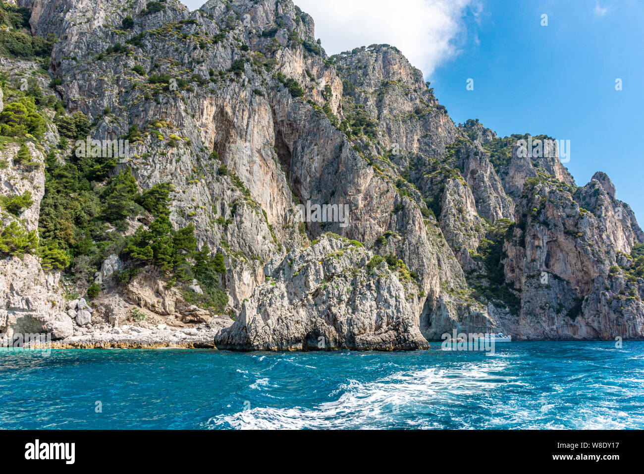 Italy, Capri, panoramic views from the boat during the tour of the ...