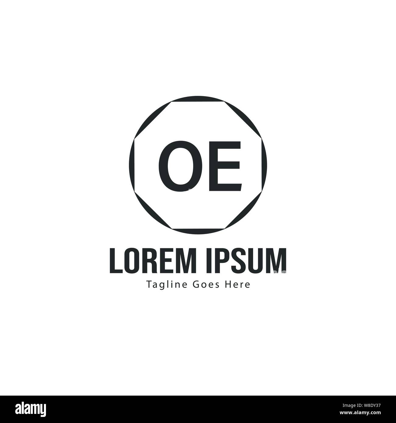 Initial OE logo template with modern frame. Minimalist OE letter logo ...