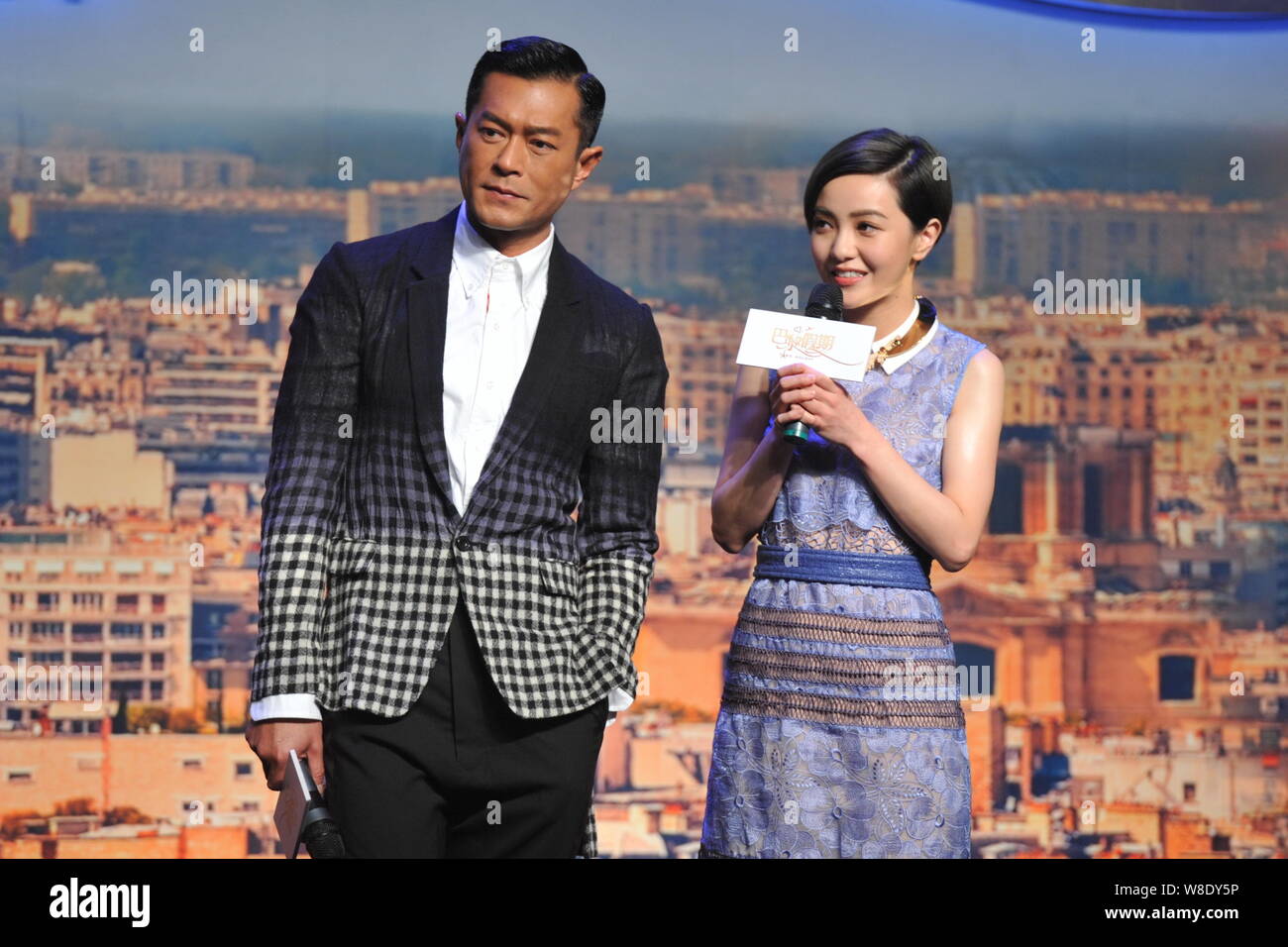 Taiwanese actress Amber Kuo, right, and Hong Kong actor Louis Koo ...