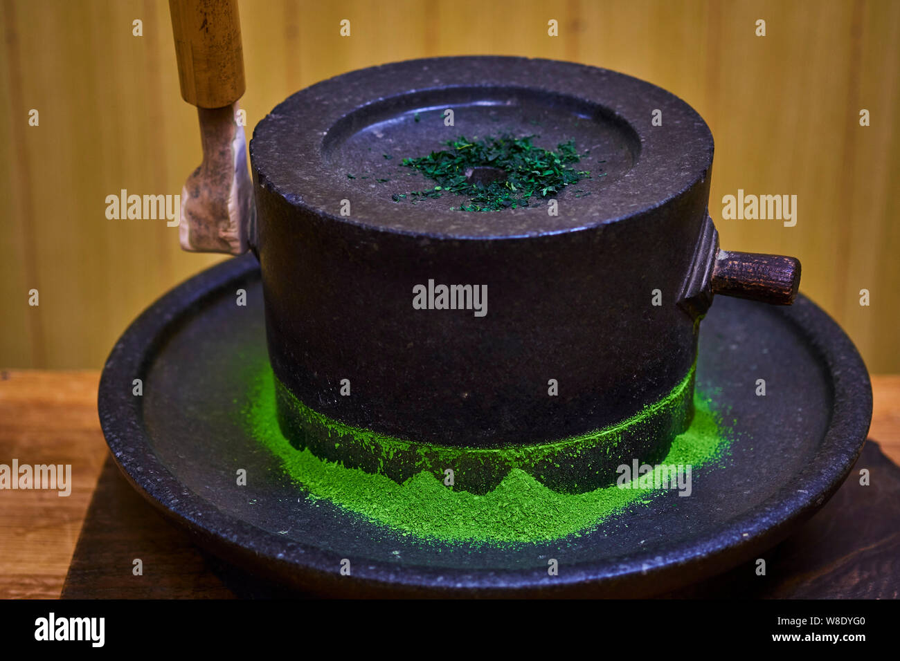 Japan, Honshu island, Kansai region, Uji, tea factory, matcha tea mill ...