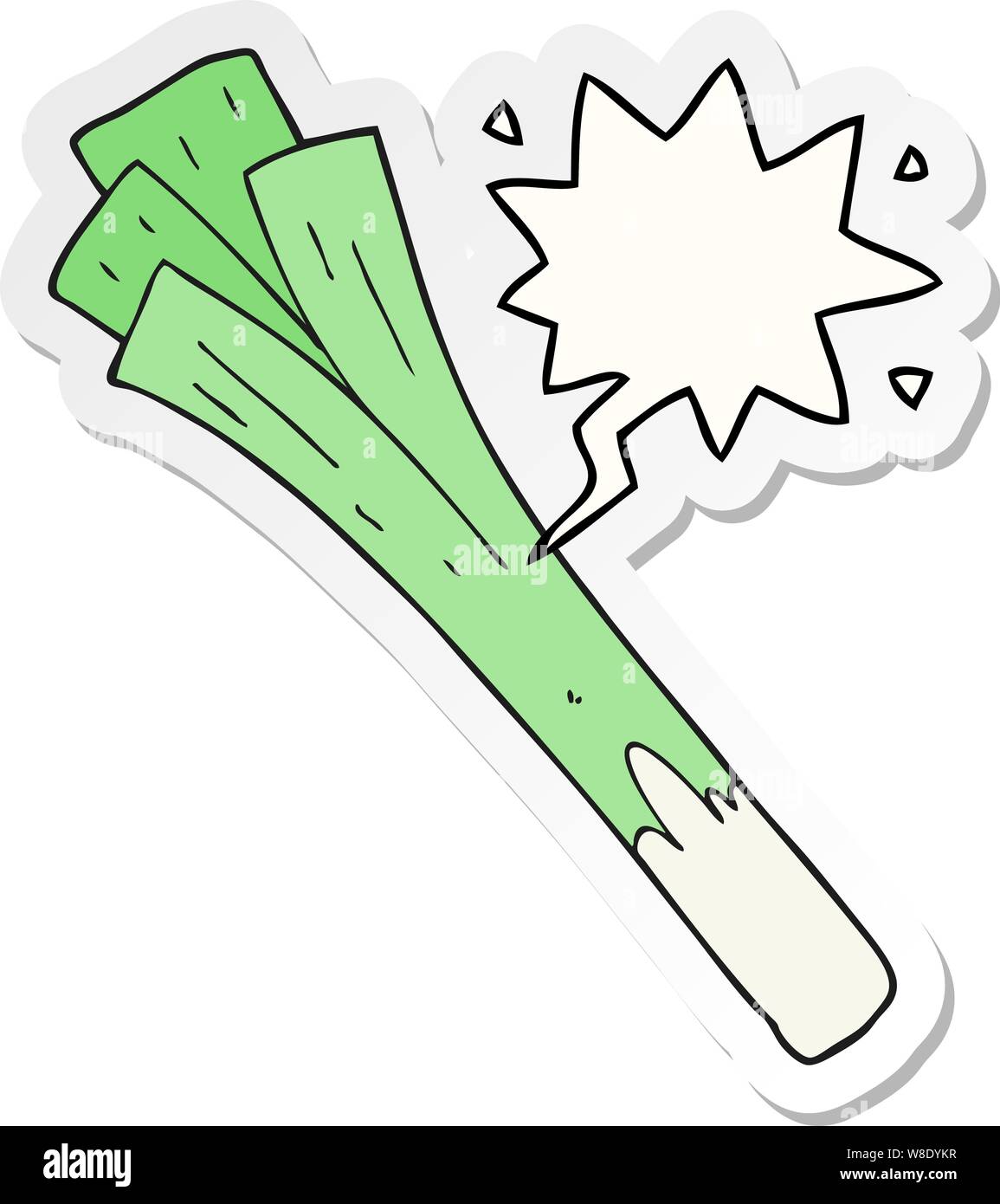 cartoon leeks with speech bubble sticker Stock Vector Image & Art - Alamy