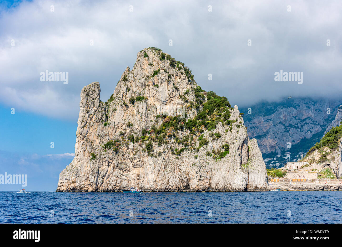 Italy, Capri, panoramic views from the boat during the tour of the ...