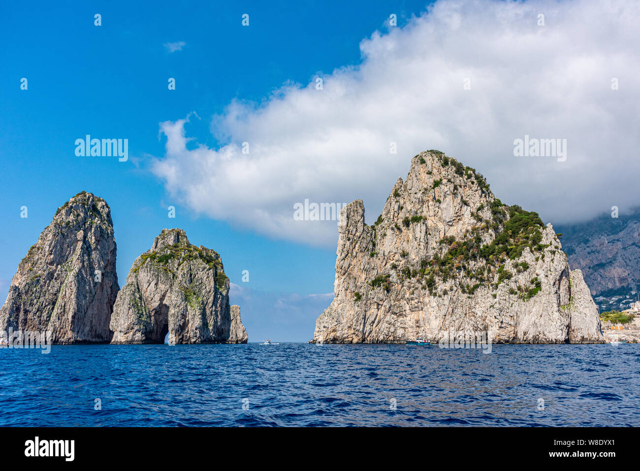 Italy, Capri, panoramic view of the famous Faraglioni Stock Photo - Alamy