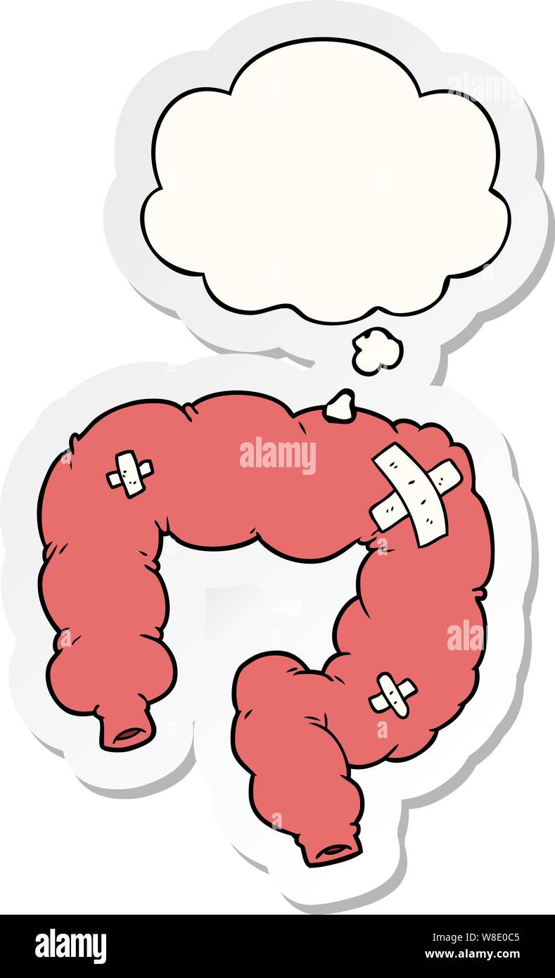 cartoon colon with thought bubble as a printed sticker Stock Vector ...
