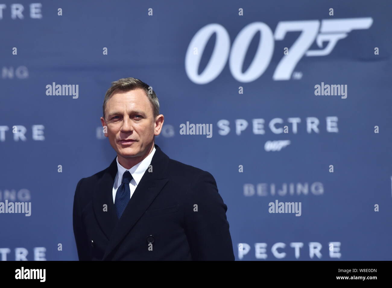 English actor Daniel Craig poses during a premiere for his movie ...